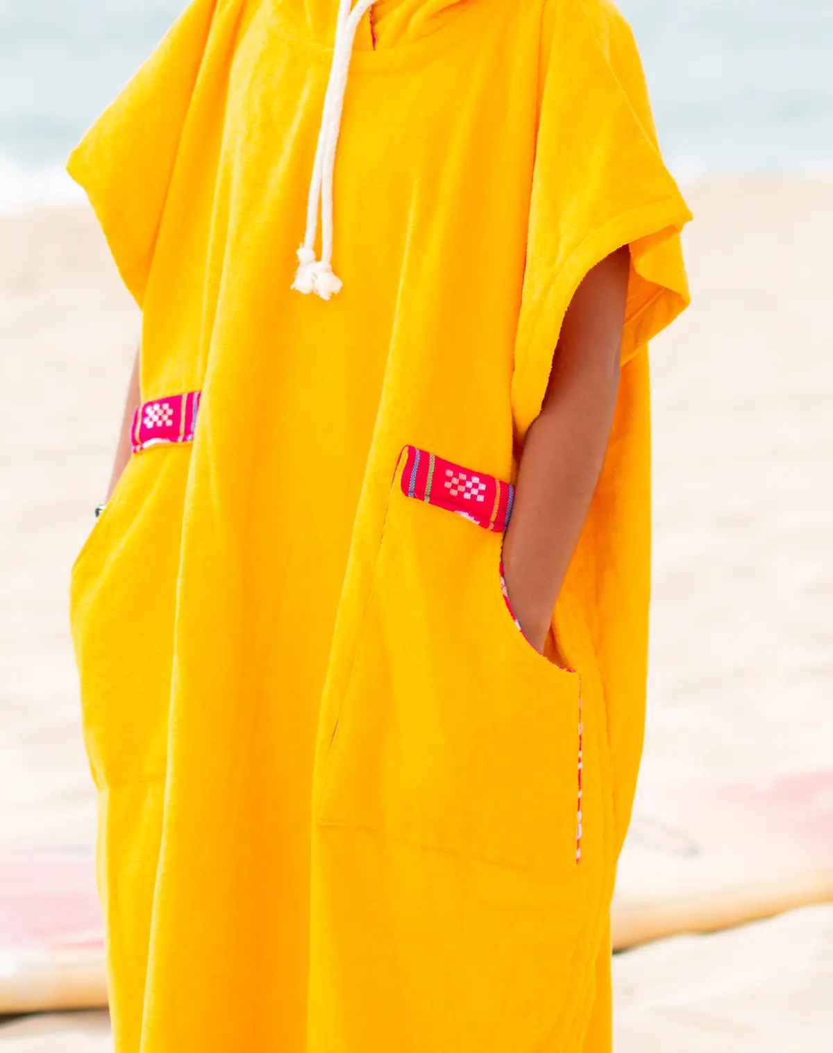 Mango Surf Poncho/Fuchsia Wave Pattern - Pakal Ethnic Surf Poncho