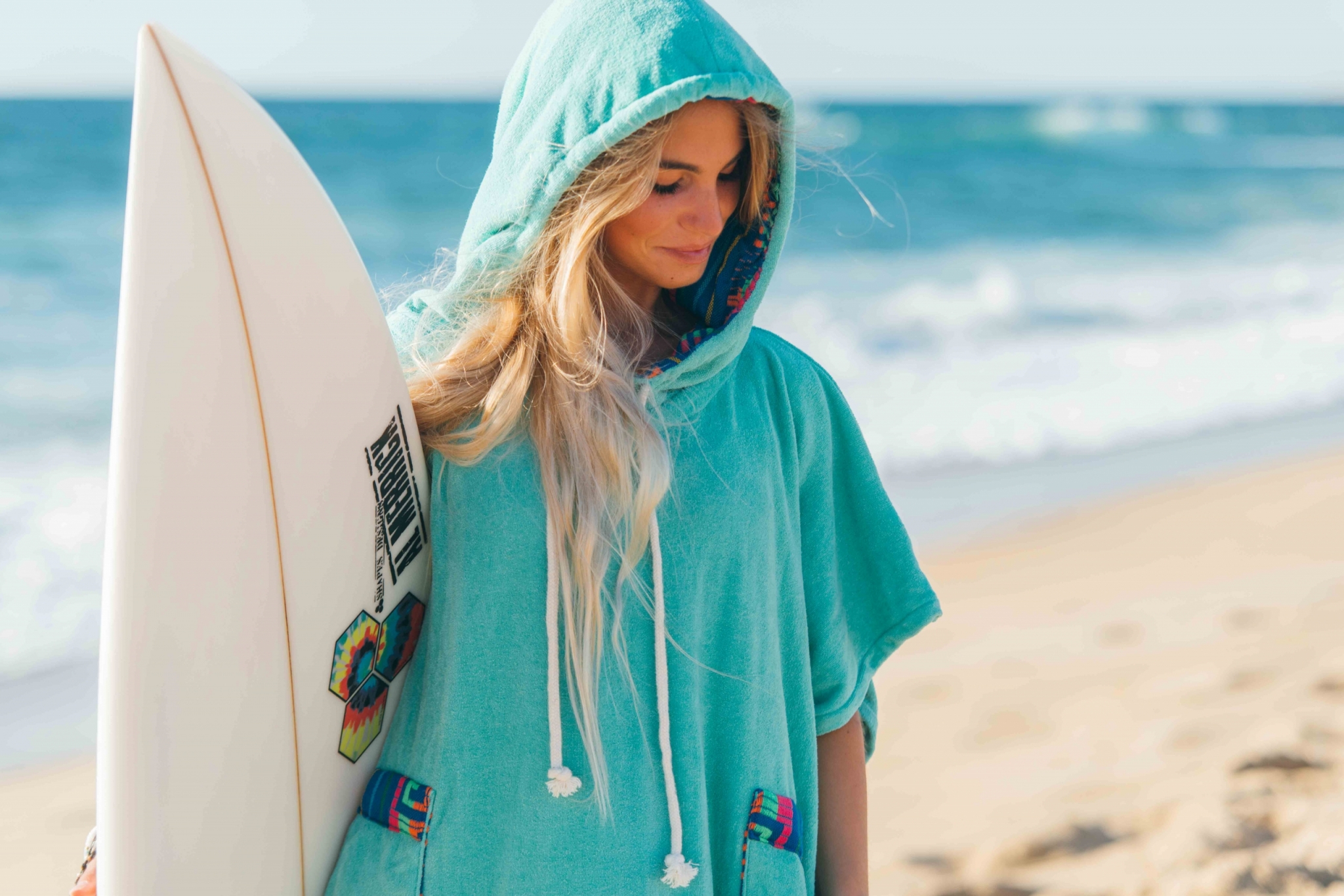 Seaglass Surf Poncho / Blue Wave Pattern - Pakal Ethnic Surf Shop