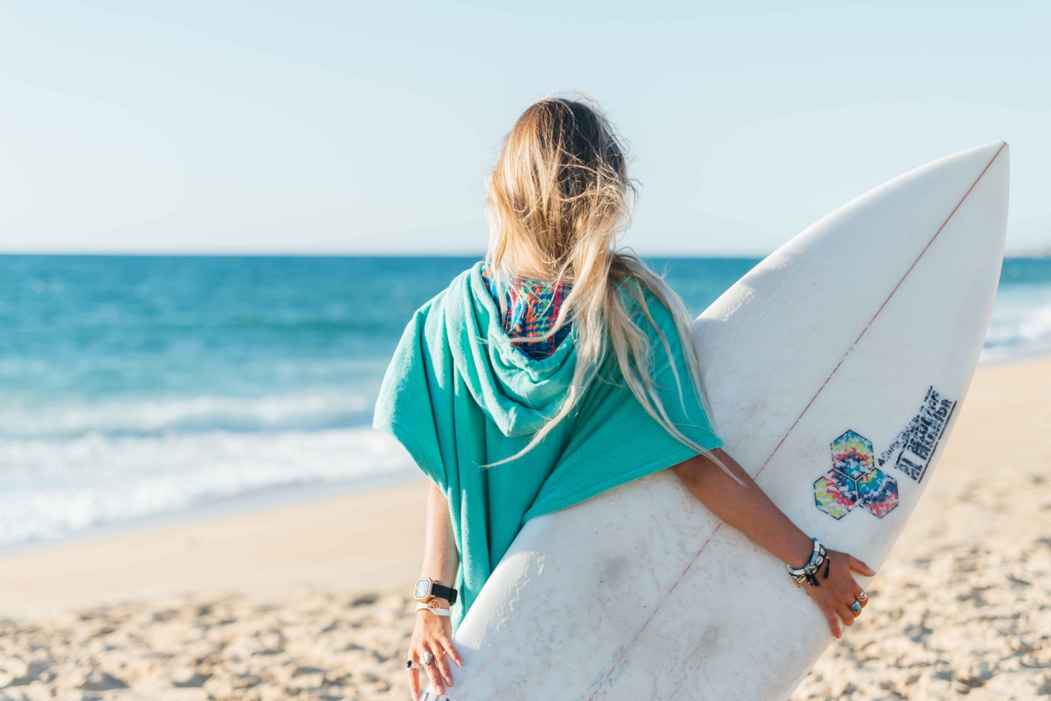 Seaglass Surf Poncho / Blue Wave Pattern - Pakal Ethnic Surf Shop