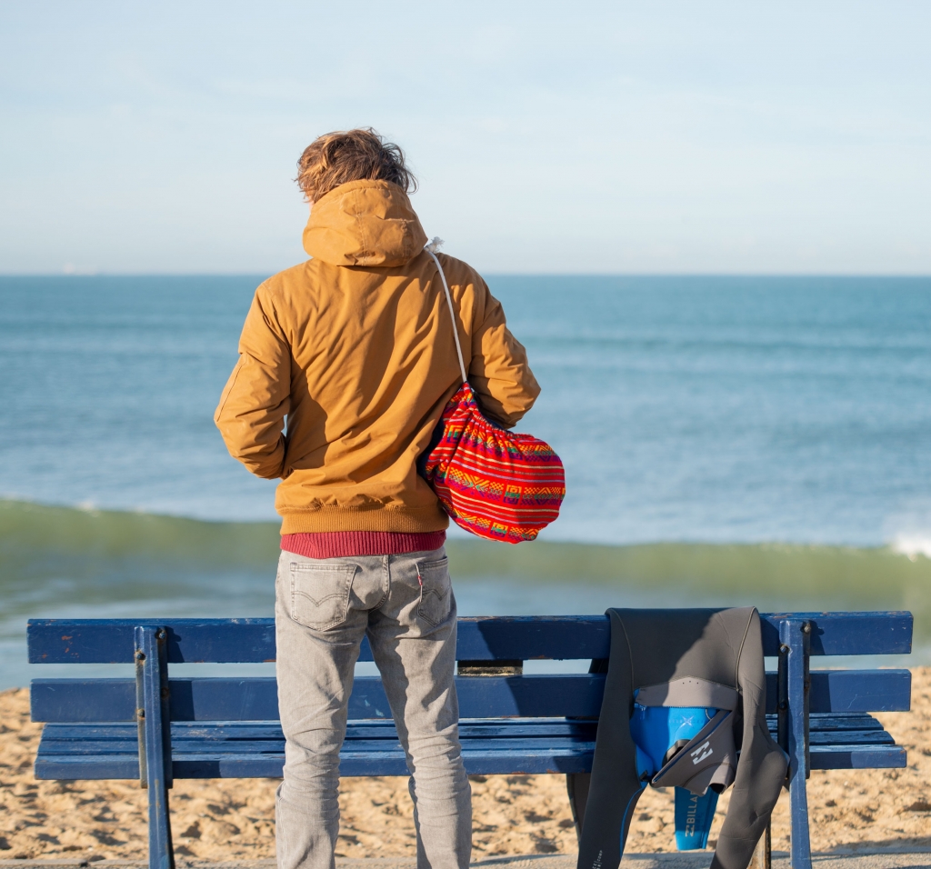 Forest Green Surf Poncho / Red Wave Pattern - Pakal Ethnic Surf Shop