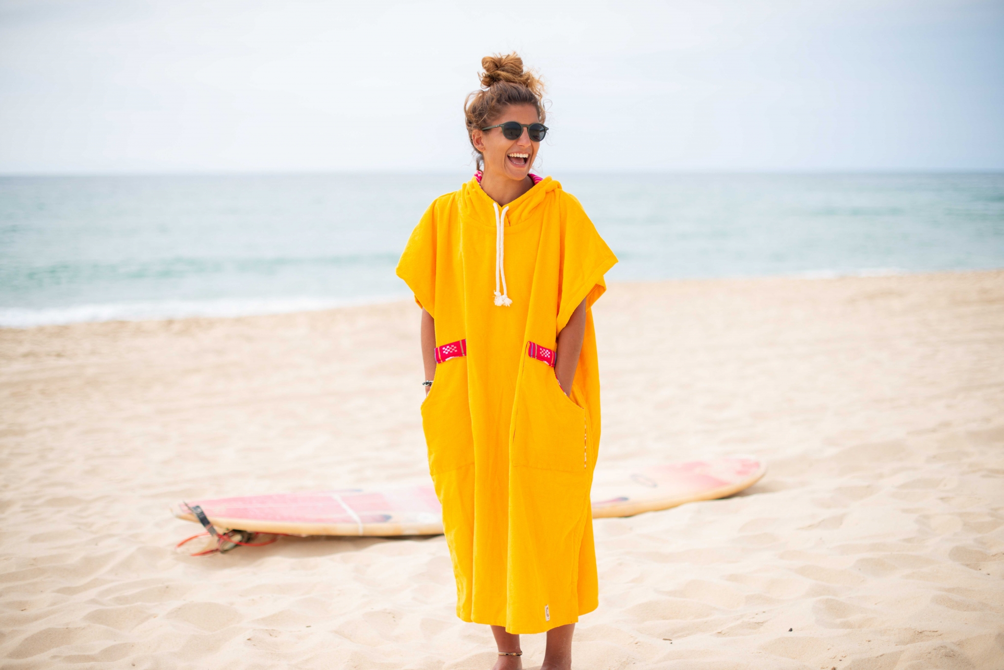 Mango Towel Surf Poncho / Fuchsia Tribal Pattern - Pakal Ethnic Surf Shop