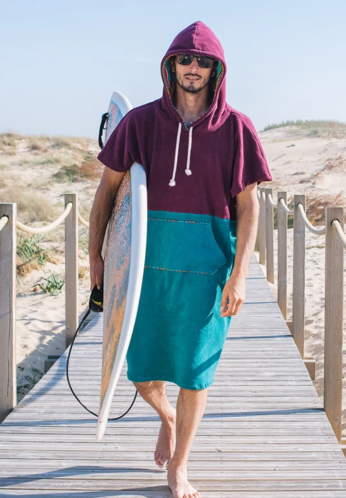 Forest Green & Burgundy Bicolor Beach Poncho - Peruvian Striped - Pakal ...