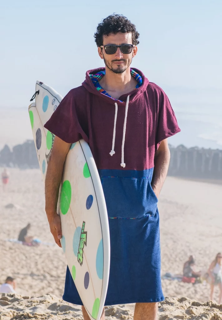 Burgundy & Navy Bicolor Beach Poncho - Blue Tribal - Pakal Ethnic Surf Shop